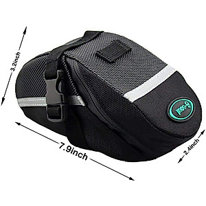 Bicycle Saddle Bag, JASLITE Bike Bag Under Seat Pouch Wedge Packs with Reflective Stripes,Bike Seat Pack Bag Cycling for Foldable Road Mountain Bike,Waterresistant