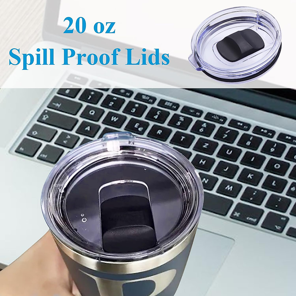 20 oz Stronghold Tumbler Lid,2 Pack Reusable Replacement Lids Compatible for YETI 20 oz Tumbler,10/24 oz Mug and 10 oz Lowball,Travel Spill Proof Cup Lids Covers with Magnetic Slider Switch,BPA Free