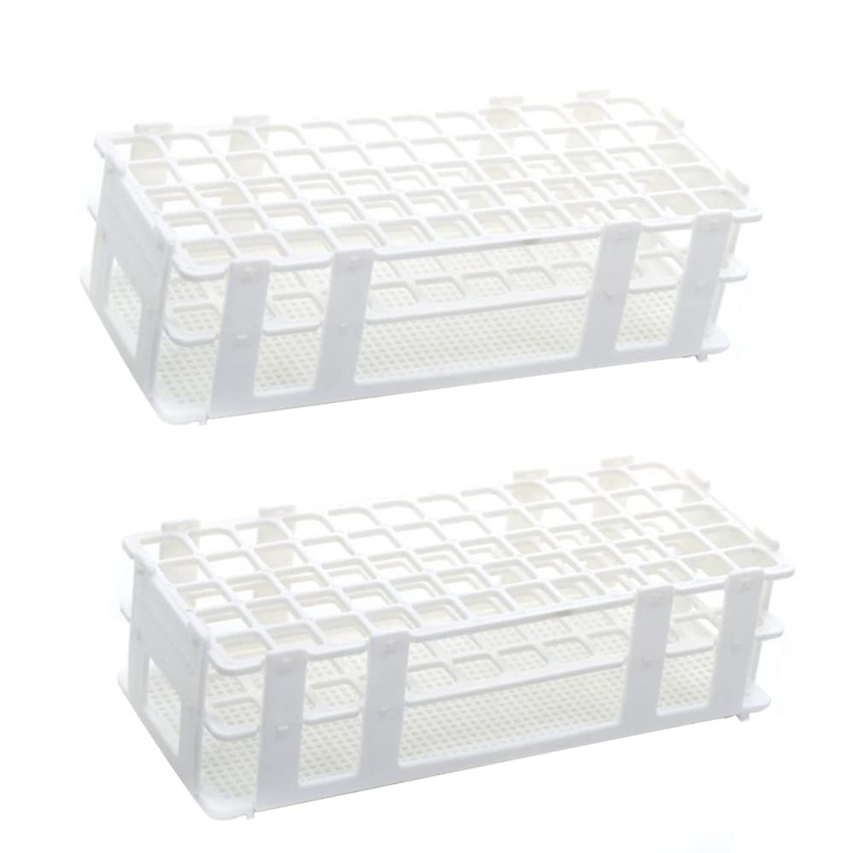P-ABC 2Pack Plastic Test Tube Rack, Laboratory Test Tube Rack, 60 Holes, for 16mm Test Tubes, White, Removable (60 Holes, White)