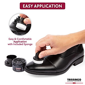 Tarrago Self Shine Shoe Polish with Applicator – Quick Shine Shoe Cream for Leather Boots and Shoes - 1.76 Fl. Oz – Black #18