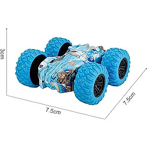 DqsWko Double-Sided Pull Back carsr. Friction Cars for Kids ，Vibration inertial car. Toy Pull Back car. Big tire Four-Wheel Drive Toy car for Boys and Girls（4pcs）
