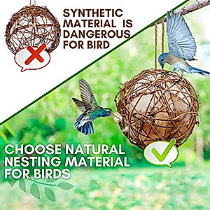 YYK Set of 3 Globe Hummingbird Nesters - Bird Nesting Material Holder – Nest Balls for Wild Birds Wrens Finches - Refillable Outdoor Bird Nesting Station to Build a Nest
