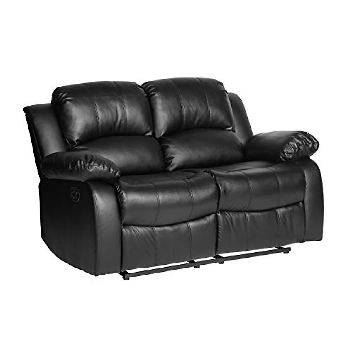 Lexicon Humphreys Loveseat Recliner - Soft Faux Leather Double Reclining Sofa, Manual Pull Tab, Wall Hugger, High-Density Foam, Solid Wood Frame, Easy Assembly, 62.5" W, Living Room, RV - Black