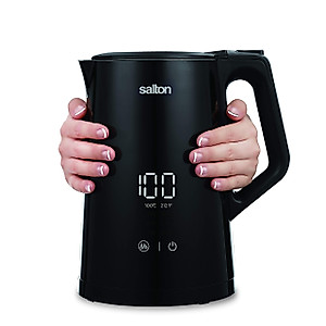 Salton JK1956 Cool Touch Digital Temperature Control, 1.5 L Electric Kettle, Black