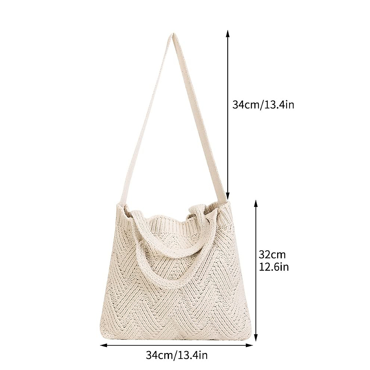 ENBEI Women's tote bag aesthetic Crocheted Bags Shoulder Bag Tote Bag for school Handbag hobo bag Knitted Tote Bag (white)