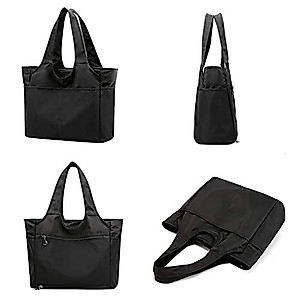 Collsants Nylon Tote Bag Waterproof Shoulder Bag for Women Lightweight Travel Handbag Multi Pocket with Zipper