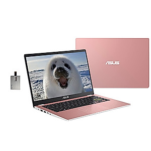 ASUS 2022 14" HD Laptop, Intel Celeron N4020 Processor, 4GB RAM, 64GB eMMC Flash Memory, Intel HD Graphics 500, HD Webcam, Stereo Speakers, Rose Gold, Windows 11S, 32GB USB Card