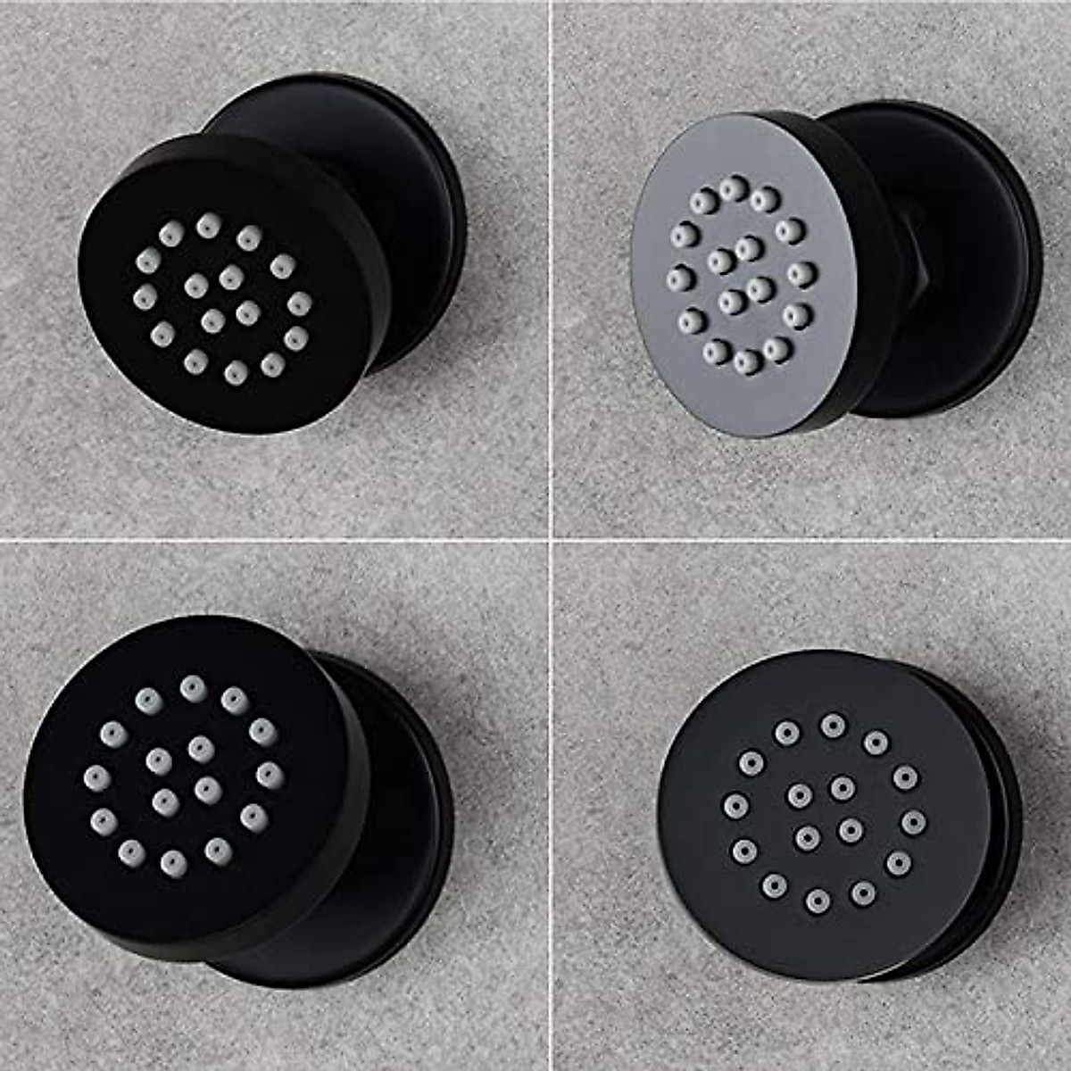 Yalsfowe Shower Body Sprays Black, Round Shower Massage Spray Jets, Spa Massage Showerhead Brass, Angle Adjustable, High Pressure Shower Head Wall Mount,6pcs