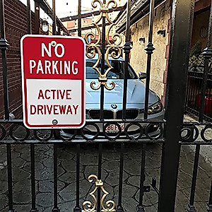 SmartSign - K-5441-EG-12x18 "No Parking - Active Driveway" Sign | 12" x 18" 3M Engineer Grade Reflective Aluminum Red on White