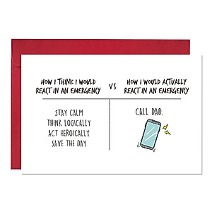 Ogeby Funny Father’s Day Card for Dad, Joke Birthday Card from Daughter Son, How I Think I Would React in an Emergency