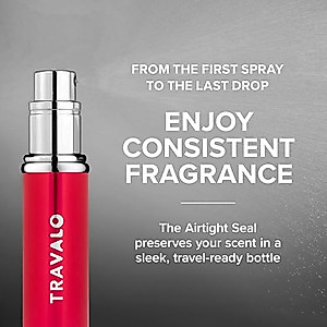 Travalo Classic HD Perfume Atomizer | Genie-S TSA Approved Travel Perfume Bottle Refillable | Reusable Airtight Easy-Fill Mini Pump Sprayer | Lightweight Elegant Design w/Volume Window | Red 0.17oz