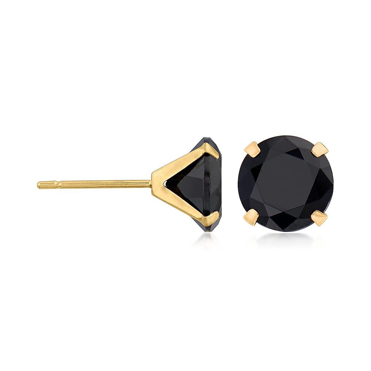 Ross-Simons 4.40 ct. t.w. Black Spinel Martini Stud Earrings in 14kt Yellow Gold