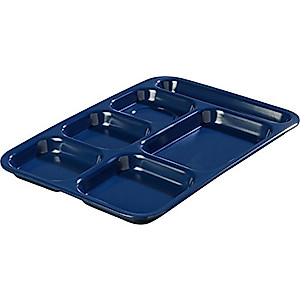 Carlisle FoodService Products Right Hand 6-Compartment Melamine Tray 14.5" x 10" - Dark Blue