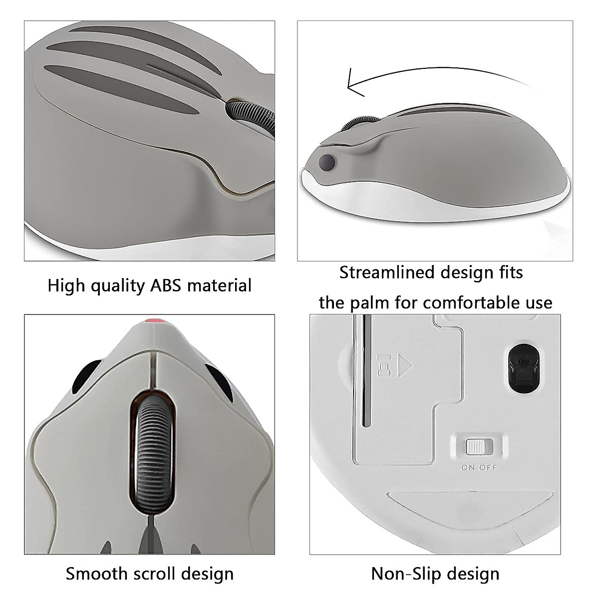 Wireless Mouse Cute Cartoon Animal Hamster Shape Silent Mouse Portable 1200DPI USB Cordless Mice for PC Mac Laptop Computer Gift for Kids Woman Adults