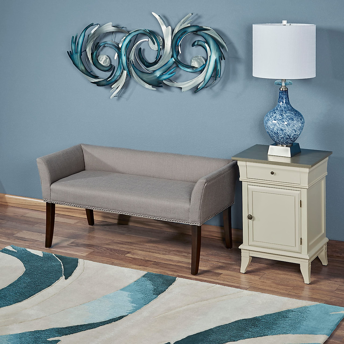 Touch of Class Perfect Storm Metal Wall Sculpture - Blue, Silver - Large Dimensional - Steel - Handcrafted Modern Decor - Abstract Geometric Art - Metallic Contemporary Sculptures for Bedroom