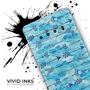 DesignSkinz Blue Tribal Arrow Pattern Protective Vinyl Decal Wrap Skin Cover Compatible with The Samsung Galaxy S20 (Screen Trim & Back Glass Skin)