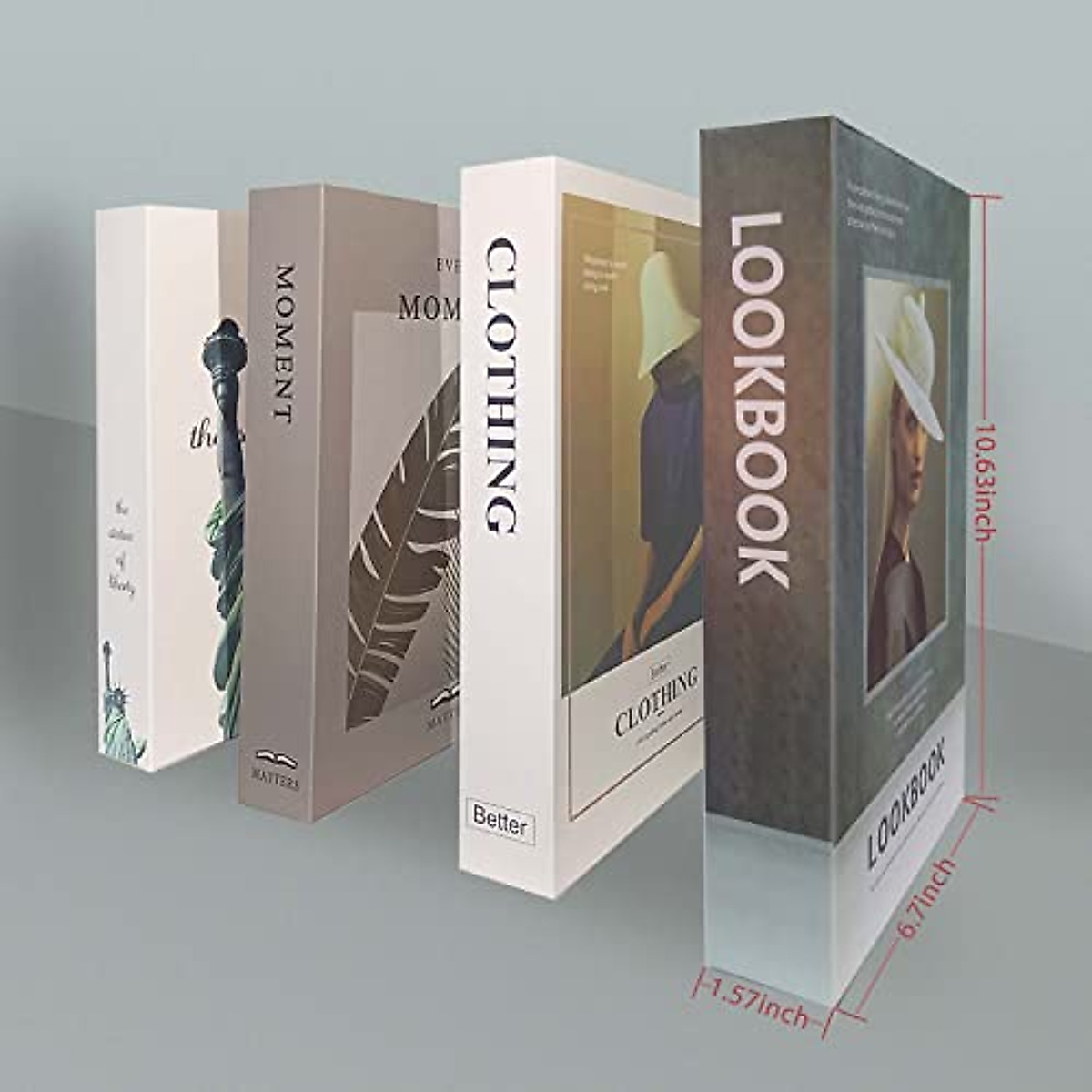 4 PCS Modern Hardcover Fake Book Decoration for Coffee Table Bookshelf Display - Fashion Faux Books Stack Plant Pattern Design for Rustic Home Farmhouse Office Decorative Books Set of 4