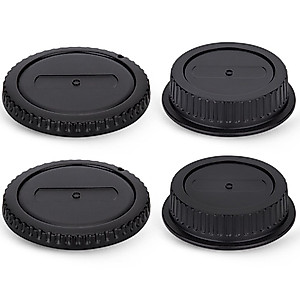 2 Pack EF EF-S Mount Body Cap Cover & Rear Lens Cap for Canon EOS 60D 70D 77D 80D 90D 2000D 4000D 5D Mark III IV 6D 7D Mark II 1DX Rebel T6 T7 T5 T1i T2i T3i T4i T5i T6i T6s T7i T8i SL1 SL2 SL3 & More