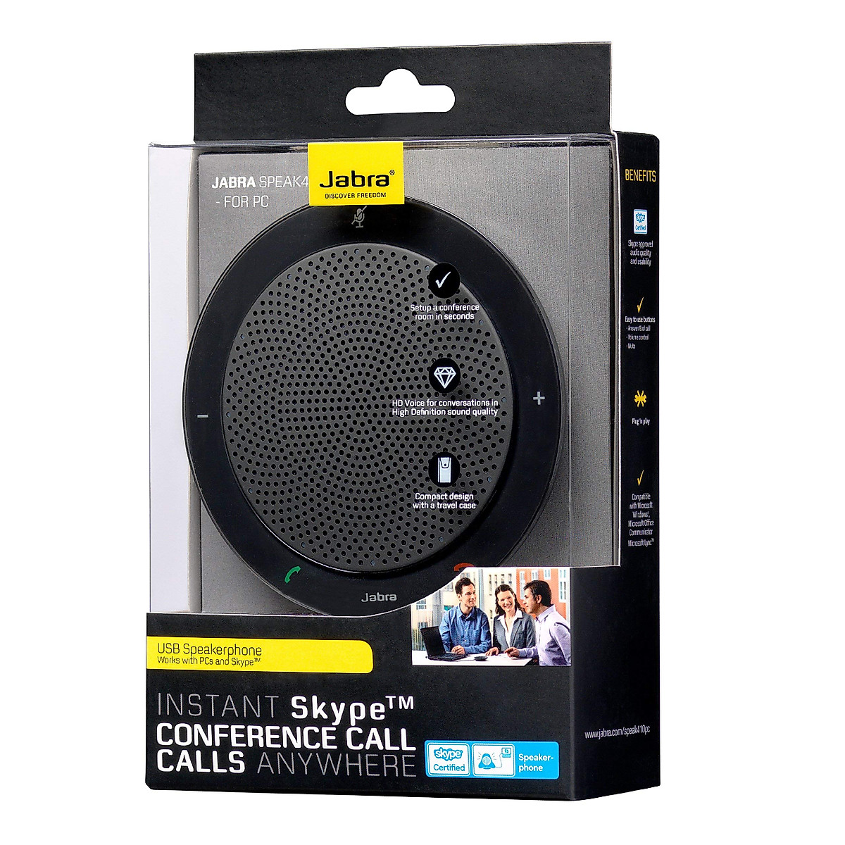 Jabra Speak PHS001U 410 USB Speakerphone for Skype and VoIP Calls - U.S. Retail Packaging (Renewed)