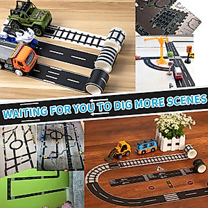 TORMEN Road Sticker Rolls Cars Track and Train Sets Sticker Perfect to Develop Your Kids Imagination and Memory, Play and Gifts for Children Toys(2 Rolls of Road