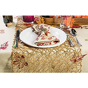DII Woven Paper Tabletop Collection Holiday or Event Décor, Reversible Table Runner, 14x72, Taupe