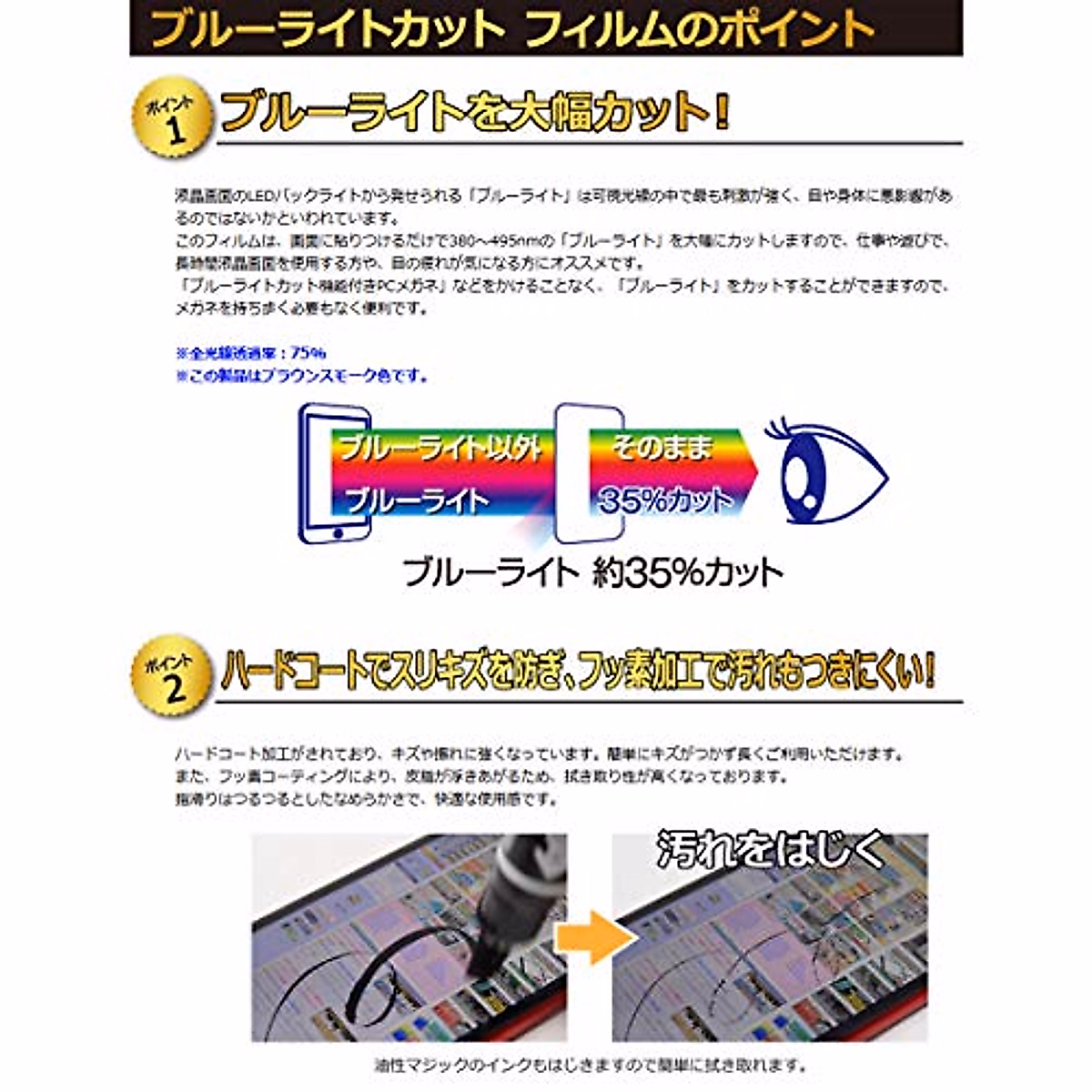 PDA Workshop Surface Duo 2 Blue Light Reduction (Glossy) Protective Film, Set of 2 Screens, Made in Japan