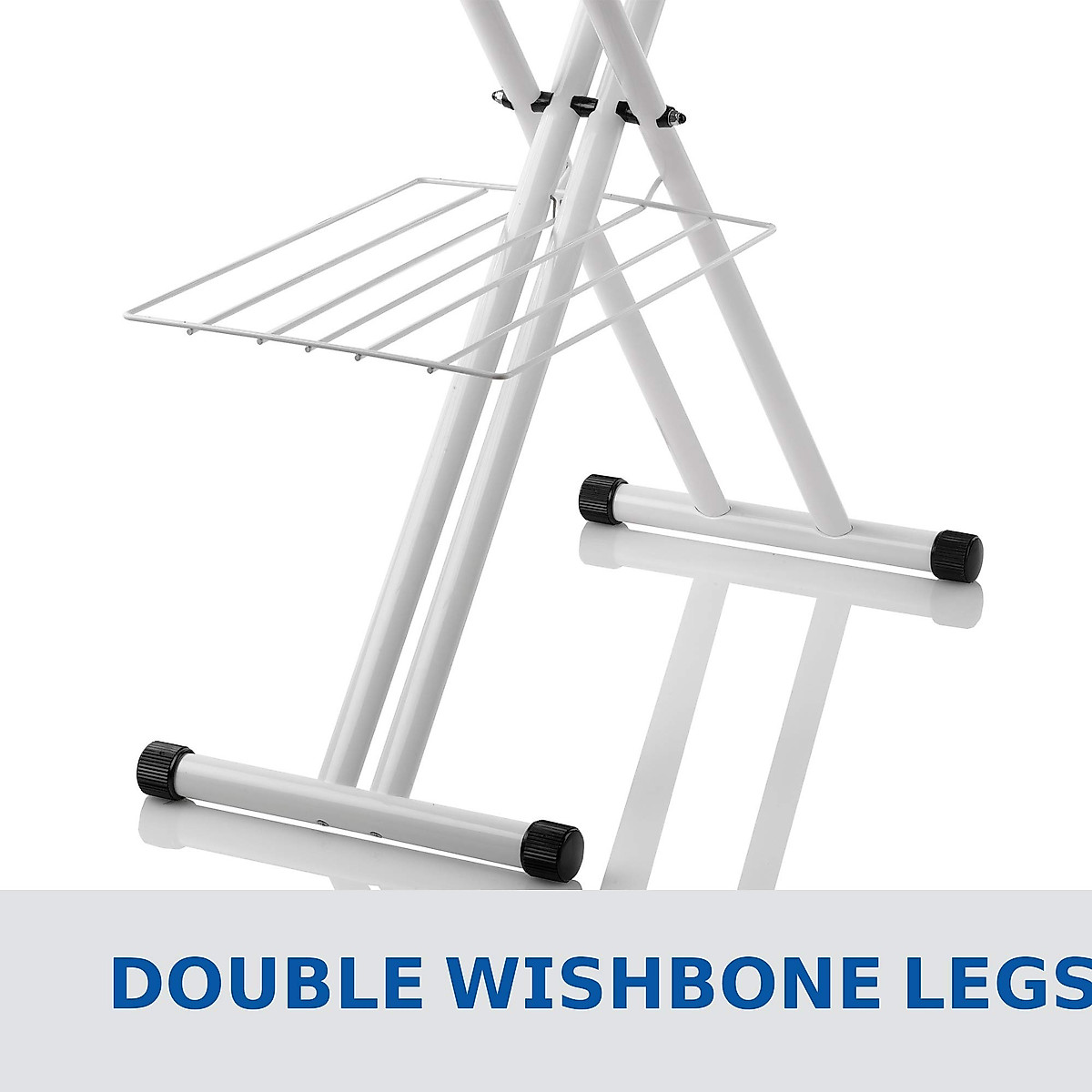 Reliable 220IB Home Ironing Board - Made In Italy Portable Ironing Board with Vera Foam Memory Foam Cover Pad and Conex Heat Resistant Zone, 7 Step Height Adjustment, Strong Iron Rest and Laundry Rack