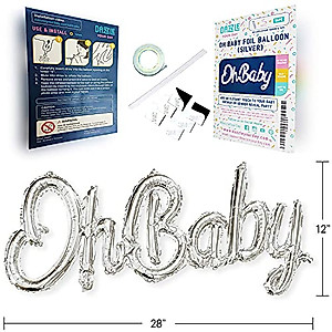 Oh Baby Baby Shower Decorations - One Piece Silver Foil Balloon, No helium required - Gender Reveal