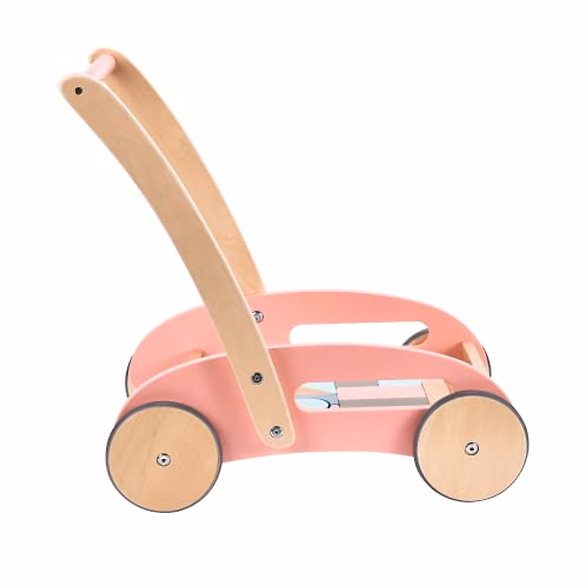 Childlike Behavior Premium Wooden Baby Walker - Baby Push Walker with Wheels - Walker for Baby Boy & Girls - Push Toy with Building Blocks for Babies, Toddler Kids - Car Cart Learning Step Walking