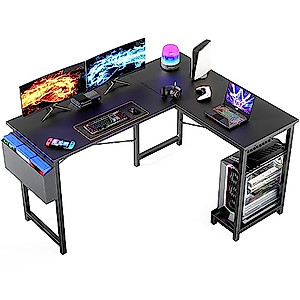 OLIXIS Computer Desk for Home Office Storage and CPU, 50 inch, Black