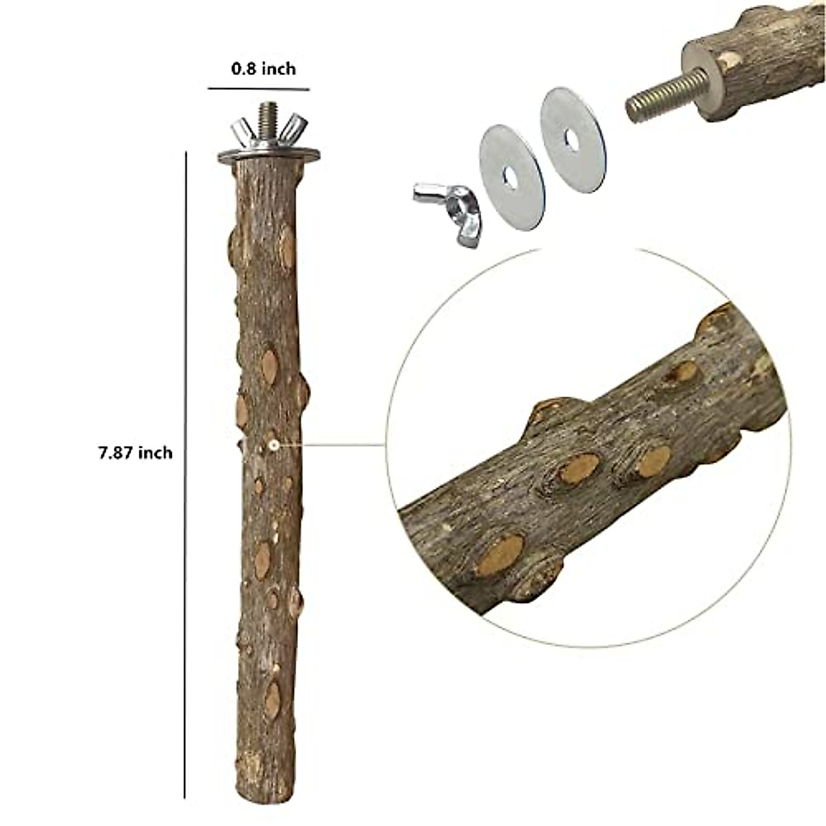 alfyng 2pc Bird Parrot Fruit Basket and Wooden Bird Perch Stand, Bird Food Holder, Parrot Hanging Metal Birdcage Vegetable Fruit Treat Feeder, Foraging Feeding Tool for Medium Large Parrot