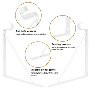 4 Pack Heavy Duty Closet Shelf & Rod Bracket，11 x 10.2 x 1 Inch Clothes Hanger Pole Support Bracket, White Closet Rod Support Hooks Wall Mounted Round Closet Rod Brackets for Tubing, Anchor Hardware