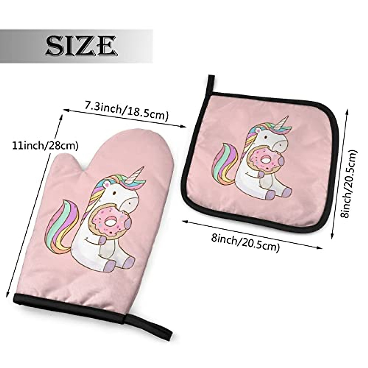 Nozidse Space Galaxy Constellation Oven Mitts and Pot Holders Sets Black Heat Resistant Cooking Gloves Cute Kitchen Mitts for BBQ Baking Cooking and Grilling