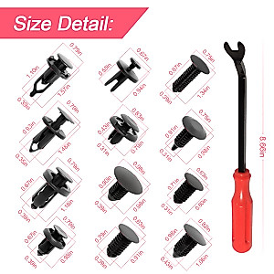 240 PCS Bumper Retainer Clip Kit for Car, Car Plastic Rivets Fastener Push Retainer Set Including Most Common Sizes Auto Push Rivets for Door Trim Panel Most Cars, with Remover Tool （240）