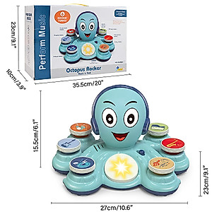 Growinlove Baby Musical Toys for Toddlers Rock Octopus Music Toys, Educational Toys for Baby Toddler, Baby Present Interactive Musicial Toy for 1 2 3Year Old Girls/Boys