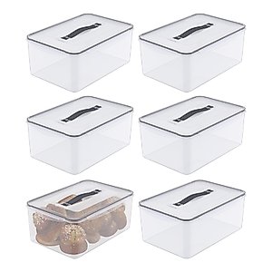 Drephia 6 Pack 15 L/63Cup Large Airtight Food Storage Containers with lid, Plastic Kitchen Fridge Pantry Organizers for Bread, Pet Food, Dry Food, Proof Dough, BPA Free