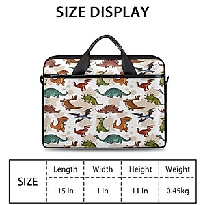 Cute Dinosaurs Design Laptop Computer Bag Waterproof Shoulder Messenger Bag 13-15 inch Durable Laptop Tote Bag with Shoulder Strap Handle Lightweight Crossbody Briefcase