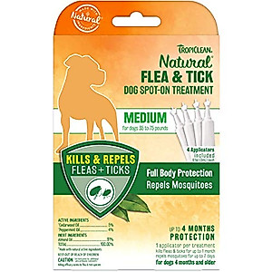 TropiClean Natural Flea & Tick Spot On Treatment for Medium Dogs 35 to 75 lbs.