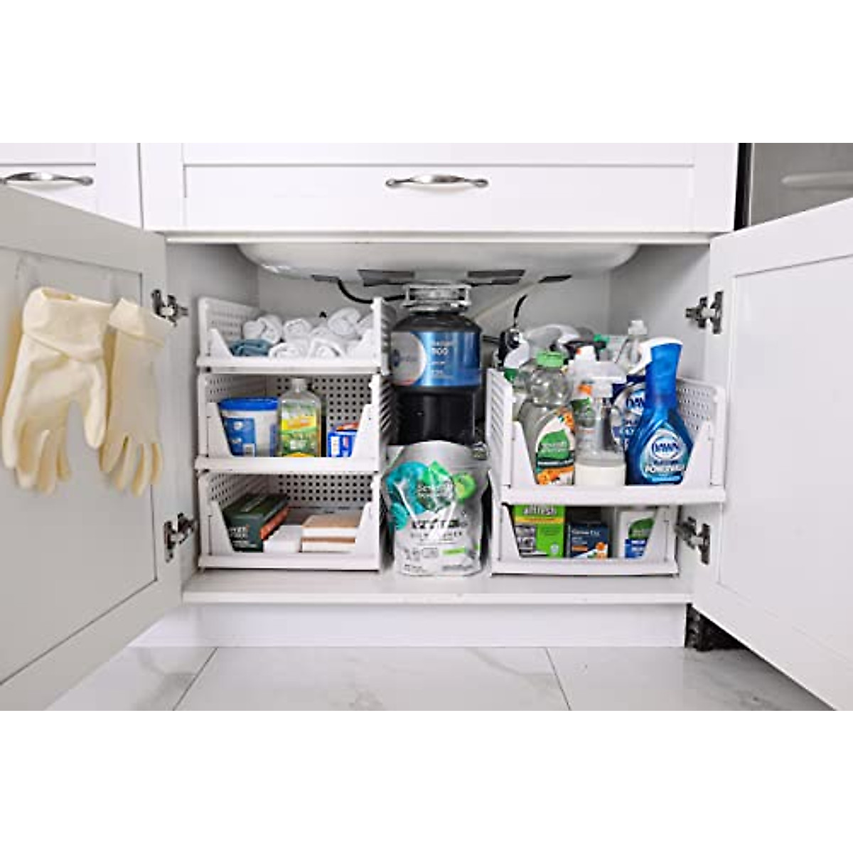 Bee Neat Plastic Stackable Storage Drawers and Closet Storage Bins for Clothes, Food, Snacks, Vegetables and Toys - Plastic Closet Organizer & Drawers for Storage Organizer - 5 Pack Large - White