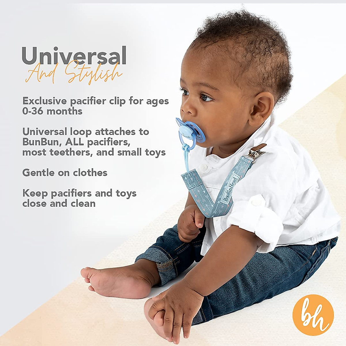 BooginHead Pacifier Clip and Natural Wood Baby Teether, Lemons