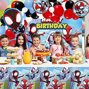 Spidey and His Amazing Friends Birthday Party Supplies, Spidey Party Balloons Garland Arch Kit, Latex Balloons, Backdrop, Tablecloth, Spidey Theme Party Decorations, Spidey Birthday Party Favors