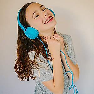 Puro Sound Labs PuroBasic Volume Limiting Wired Headphones for Kids, Boys, Girls 2+ Foldable & Adjustable Headband w/Microphone, Compatible with iPad, iPhone, Android, PC & Mac, Blue