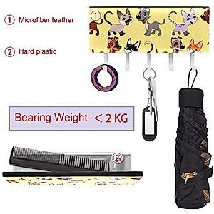 Coat Rack Wall Mounted, 5 Rail Wall Decorative Hooks Hanging for Clothes Hat Towel Purse Key, 7 Inches, 4.4lbs(Max), Yellow Dog Cat