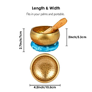 SATNAM 4'' Tibetan Meditation Yoga Singing Bowl Set Hand Hammered Singing Bowl With Mallet & Silk Cushion, For Meditation, Chakra Healing, Prayer, Yoga and Mindfulness