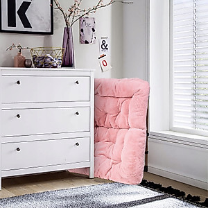 OAKHAM Comfy Saucer Chair for Adults, Soft Faux Fur Folding Lounge Chair for Bedroom Living Room Dorm Rooms Flexible Reading Chair for Teens Kids, X-Large Foldable Chair (Faux Fur-Pink)