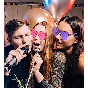 KICOFIT Sunglasses Women Girls Halloween 80s Neon Accessories Party Favor Heart Shape Candy Lover Outfit (12, Multi-color)