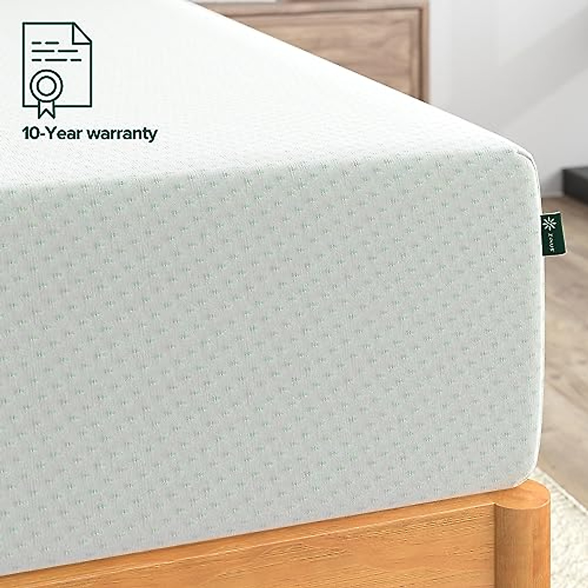 Zinus 10 Inch Green Tea Memory Foam Mattress / CertiPUR-US Certified / Bed-in-a-Box / Pressure Relieving, Full,White