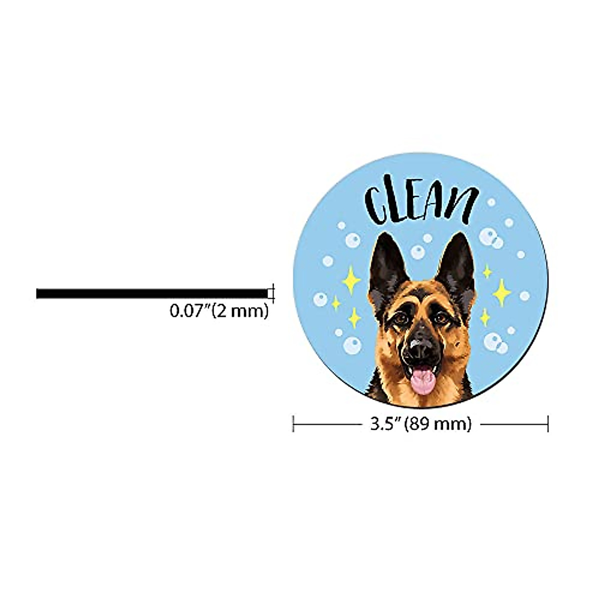 WIRESTER 3.5 inch Dishwasher Clean Dirty Flip Sign Double-Sided Decoration for Kitchen Dishwasher Washing Machine, German Shepherd