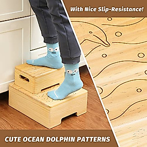 VITEVER Toddler Step Stool, Wooden Two Step Stool for Kids, Stackable and Non Slip Base Kids Step Stool for Bathroom, Potty Training, Kitchen, Bedroom