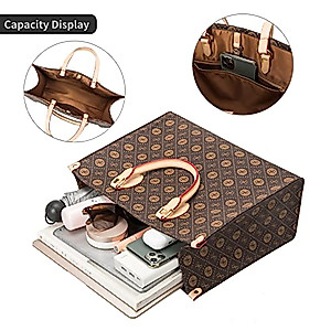 Alena Culian Womens Leather Handbag With Shoulder Strap Large Capacity Top Handle Tote Satchel Crossbody Shoulder Bags (Pattern Brown)
